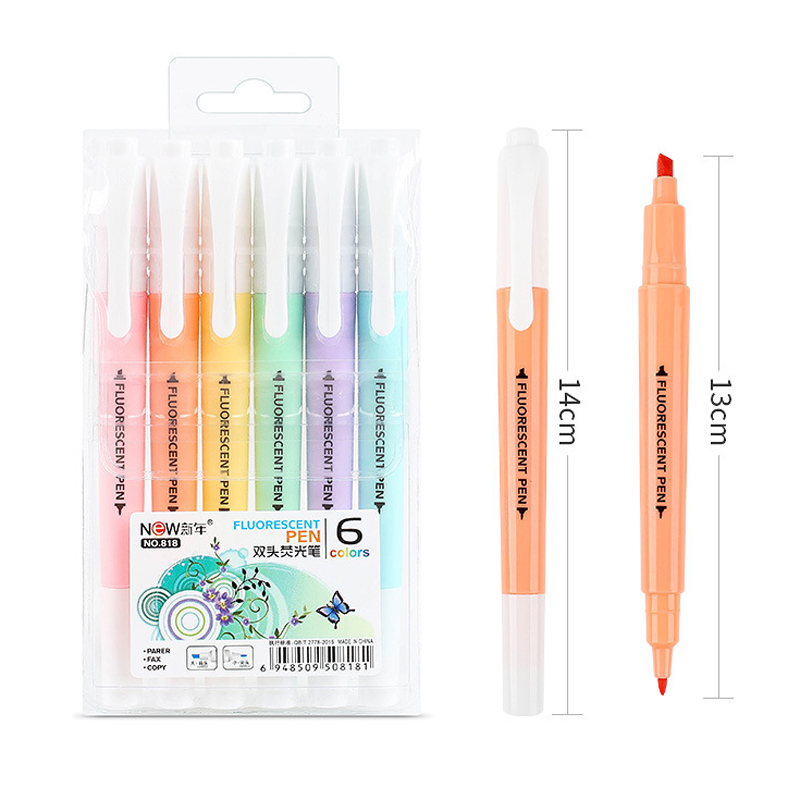 Highlighter Chisel Tip Marker Pen 6 Assorted Paste... – Grandado