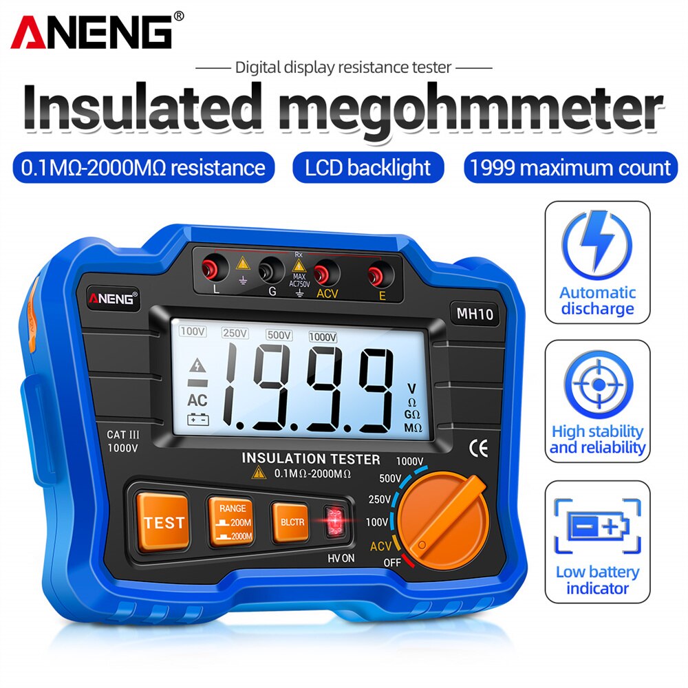 Aneng MH10 Digitale Megohmmeter Meter 100/250/500/... – Vicedeal
