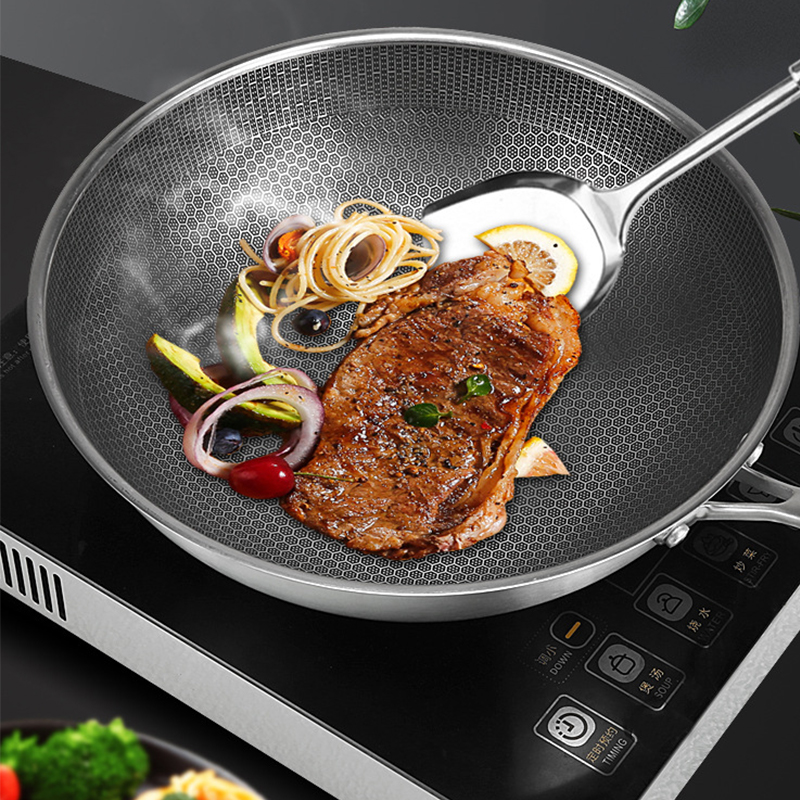 Honeycomb Handmade Stainless Steel Wok Set Nonstic... – Grandado