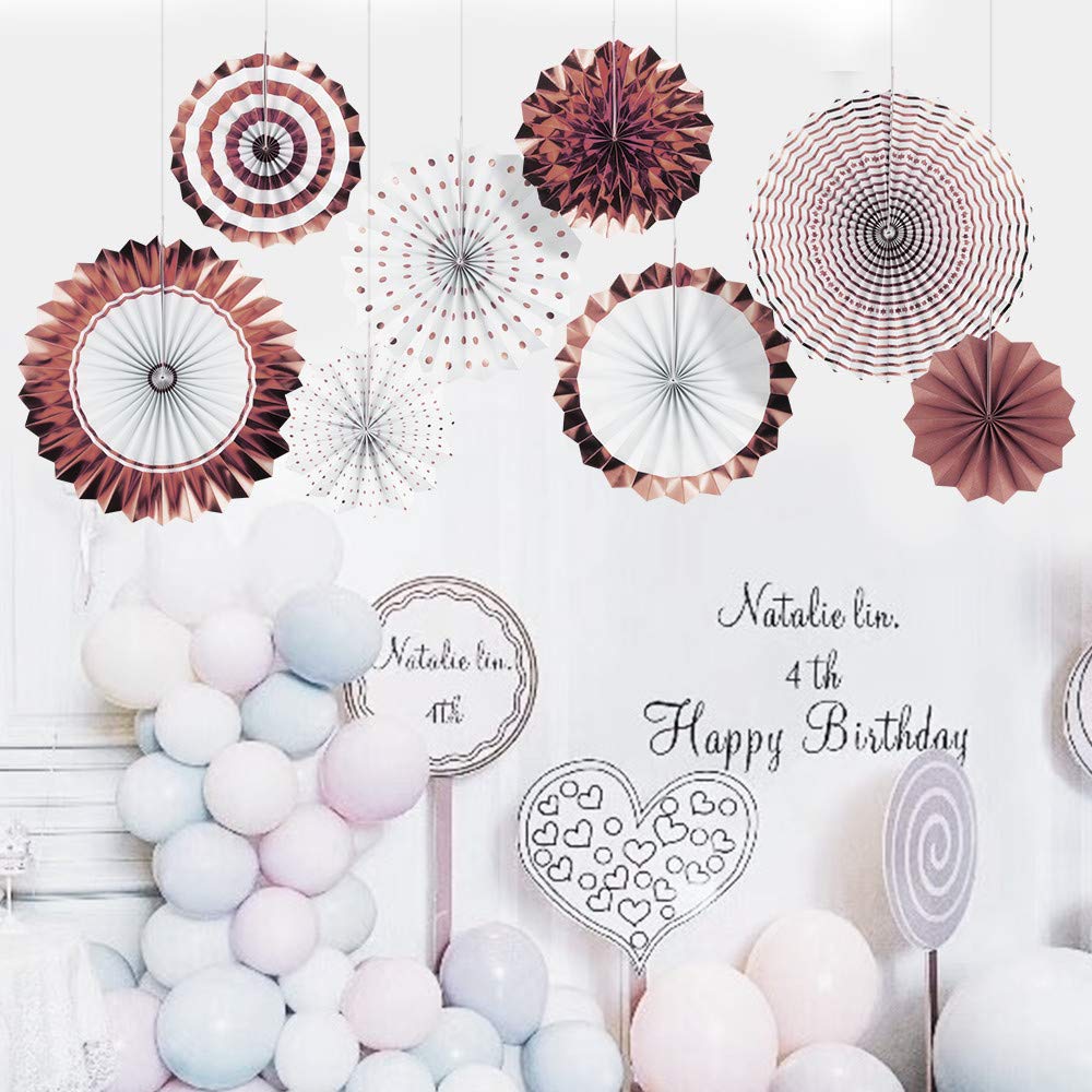 8pcs/lot Rose Gold Tissue Paper Fans Flowers Balls... – Grandado
