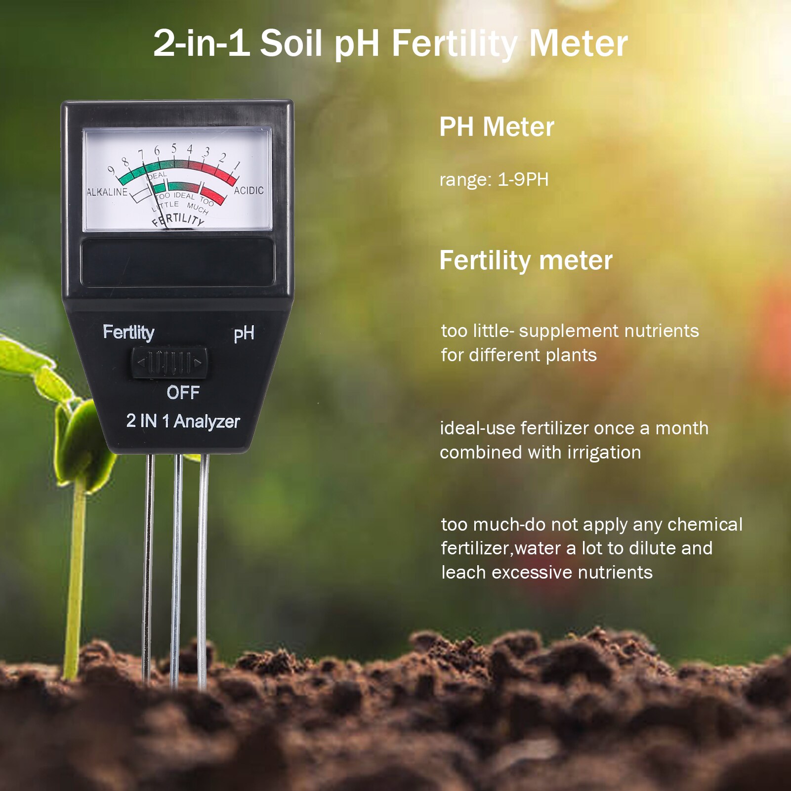 Soil pH Meter Fertility Tester Gardening Plants Ca... – Grandado
