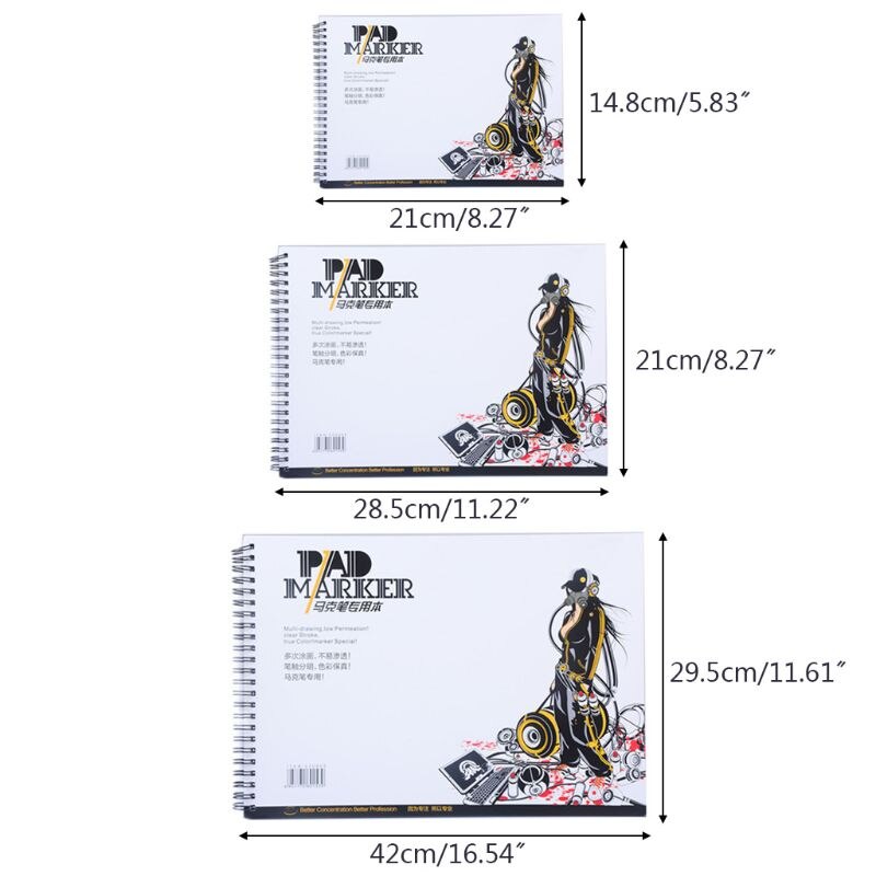 34 Sheet A3/A4/A5 Marker Paper Spiral Sketch Notep... – Vicedeal