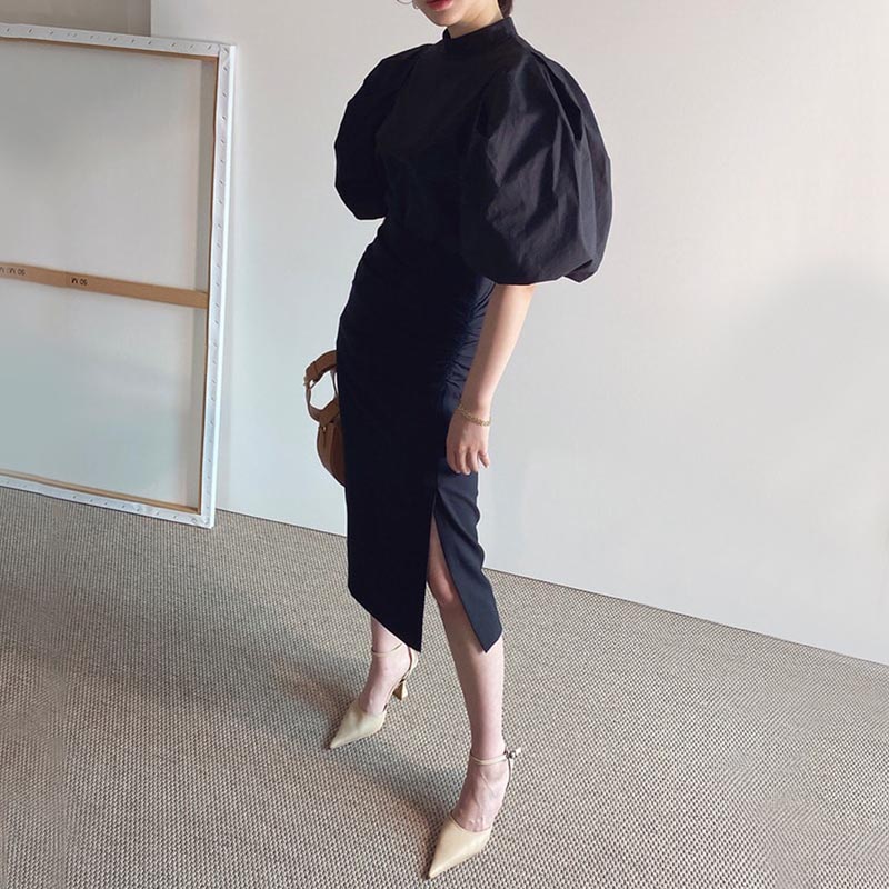 [EWQ] Black Casual Split Slim Solid Color High Wai... – Vicedeal