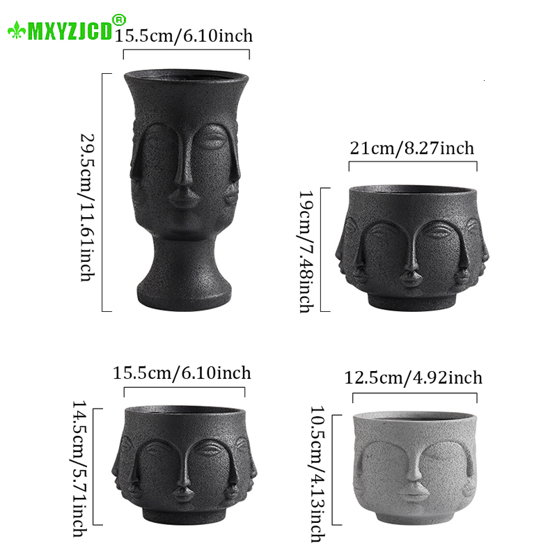 Eight-faced Human Face Ceramic Vase Figure Sculptu... – Grandado