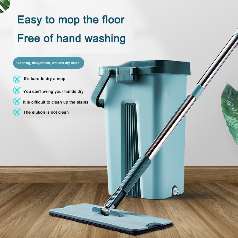 Touchless Mop Vlakke Vloer Wassen Mops Emmer Magic... – Vicedeal