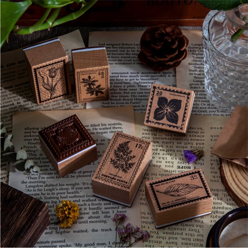 6 Soorten Seal Houten Rubber Stempel Vintage Wood ... – Vicedeal
