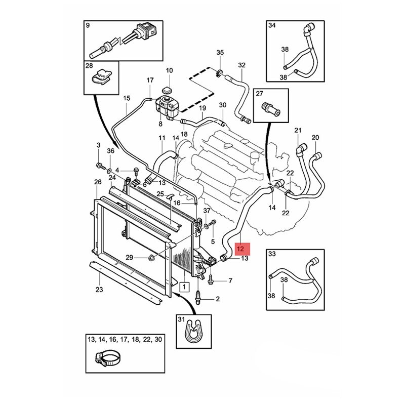 Car Radiator hose water tank water pipe -2006vol v... – Grandado
