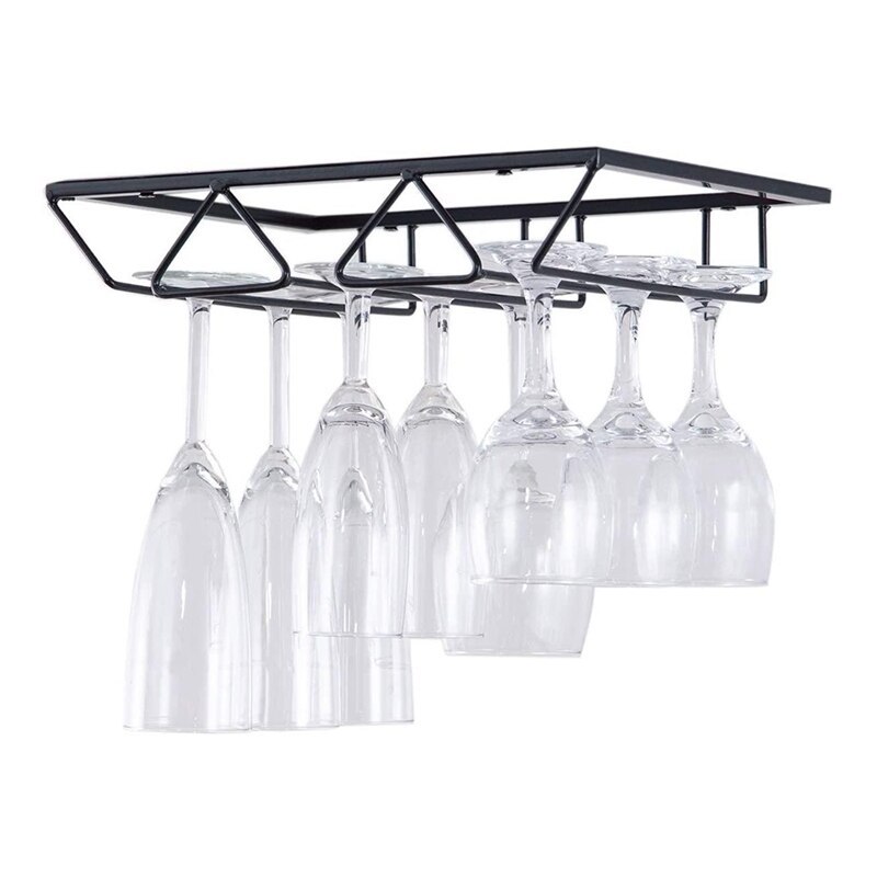 Hanging Wine Glass Holder Rack Under Cabinet Stemw... – Grandado