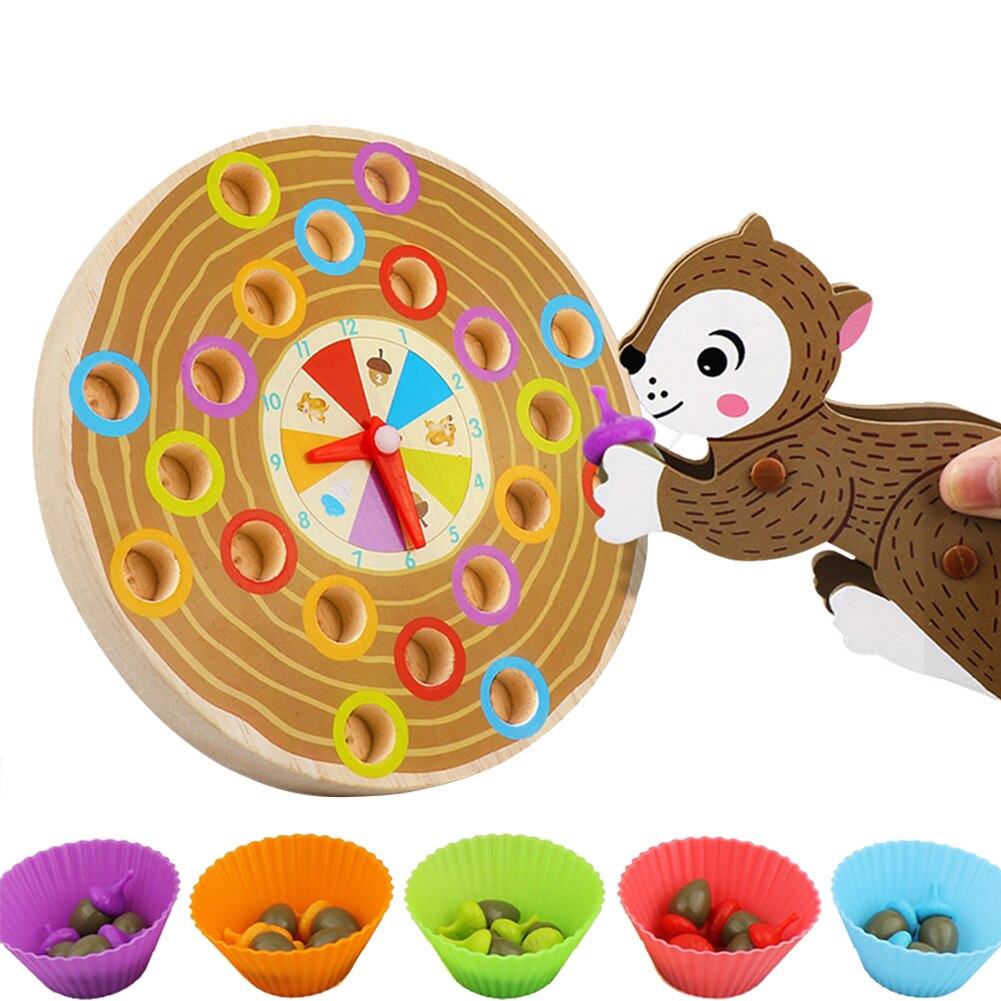 Kids Wooden Educational Toys Squirrel Clip Nut Tur... – Grandado