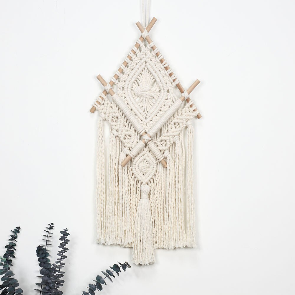 DIY Macrame Cord Natural Cotton Rope Wood Ring Woo... – Vicedeal