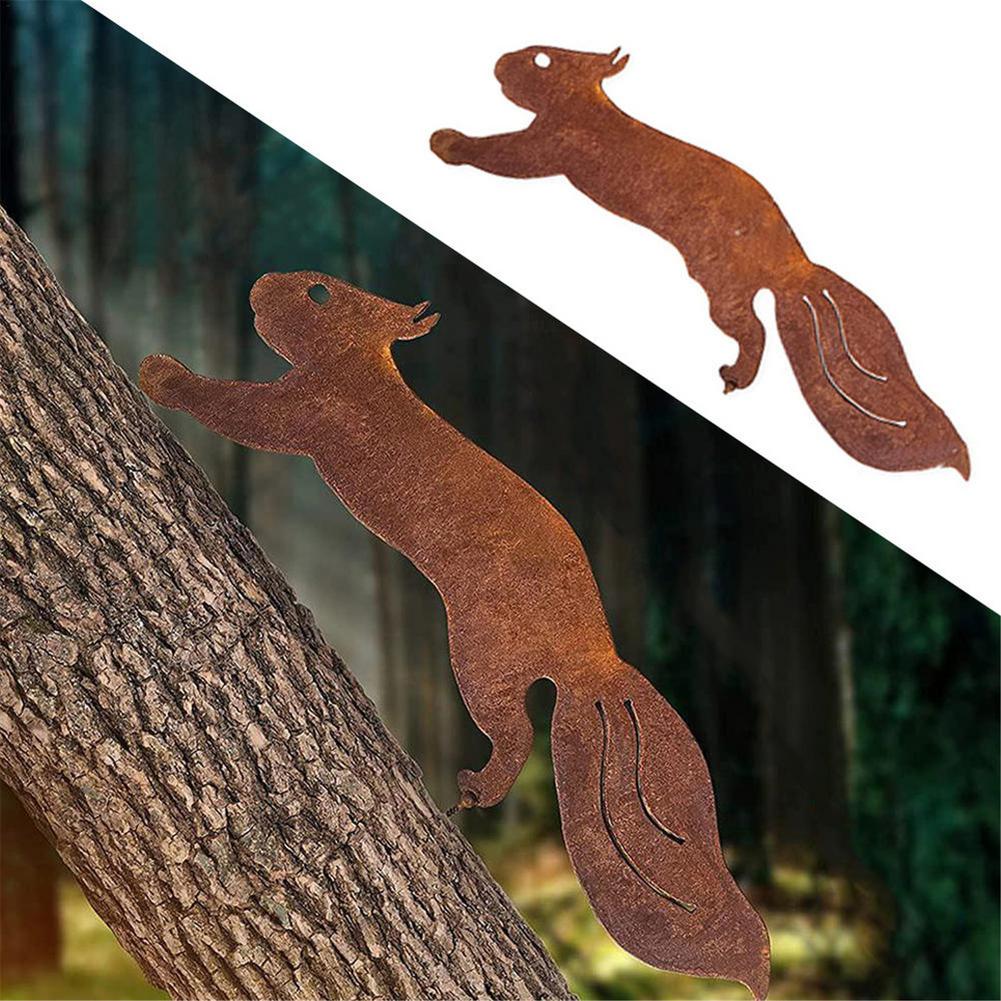 Metal Rust Squirrel Decor Iron Squirrel Tree Art O... – Grandado