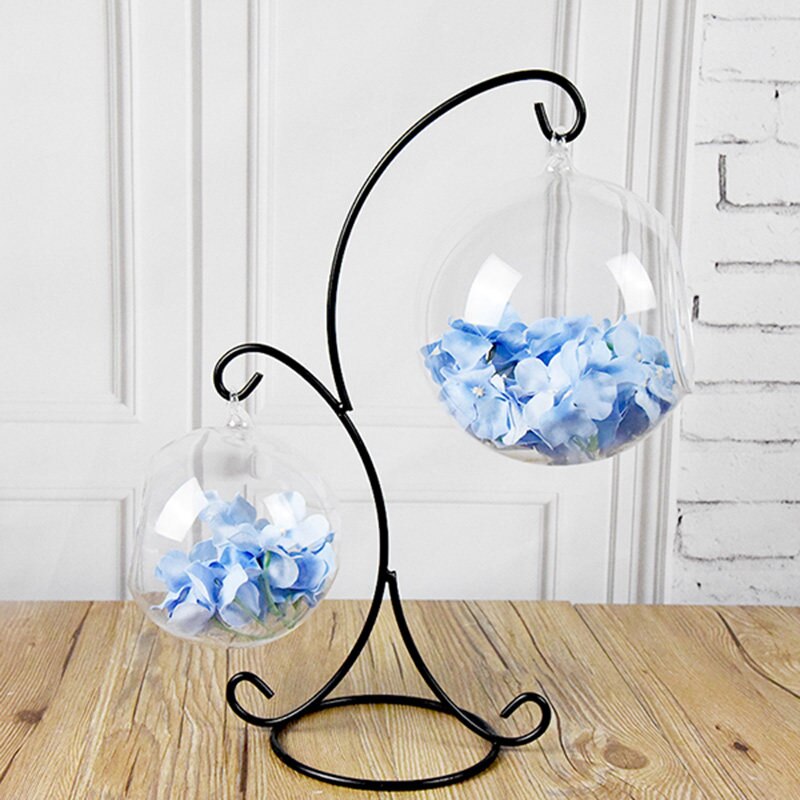 2-Hook Hanging Glass Bauble Iron Stand Holder Home... – Grandado