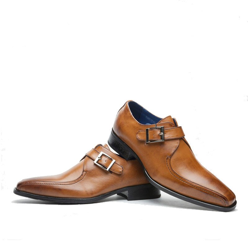 European Leather Men Brown Monk Strap Formal Shoes... – Grandado