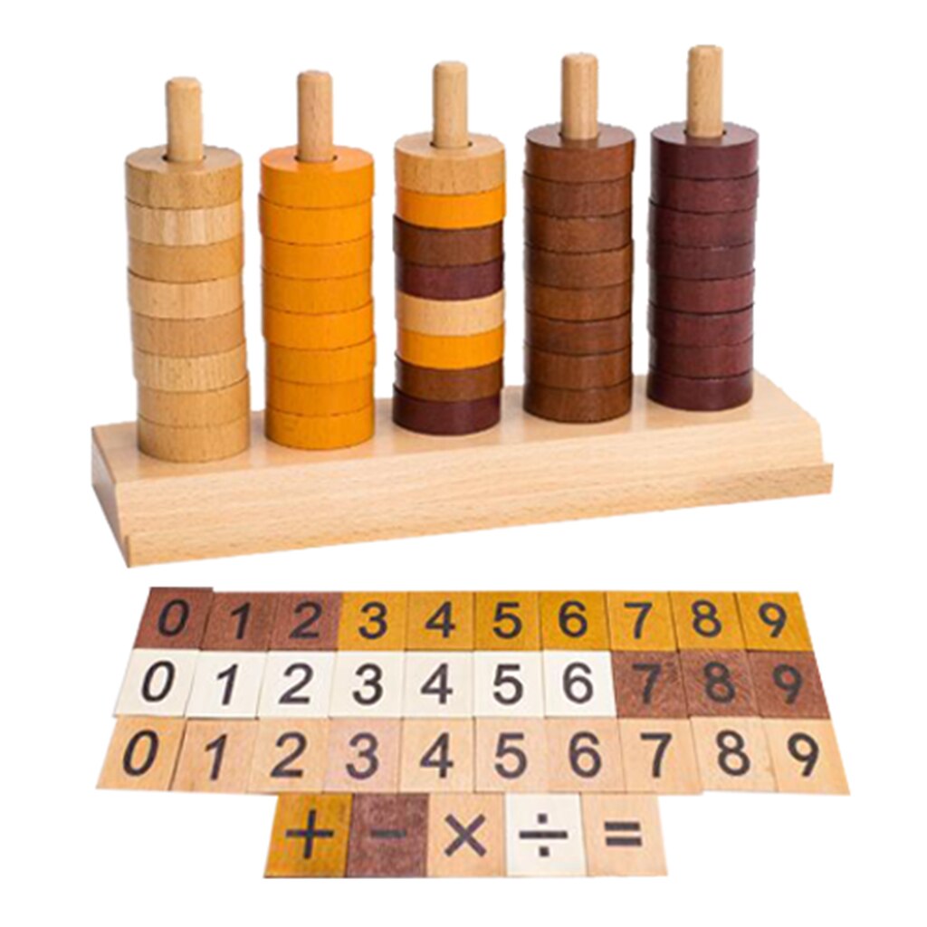 WOODEN MATH EDUCATIONAL BOARD BLOCK STACK SORT TOY... – Vicedeal