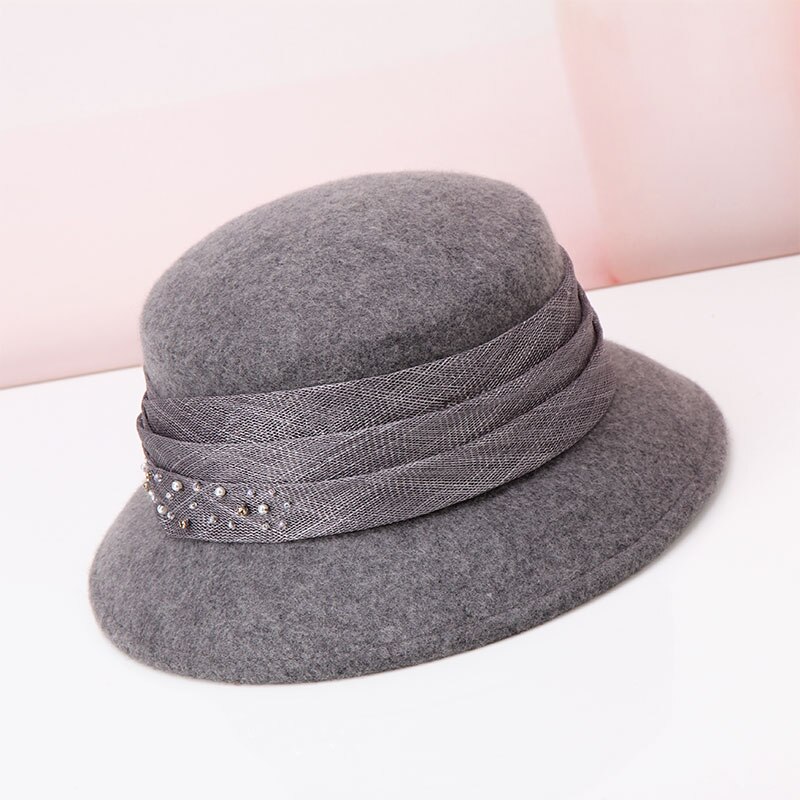 Dame Fedora Wollen Muts Meisjes Heldere Diamant Ve... – Grandado