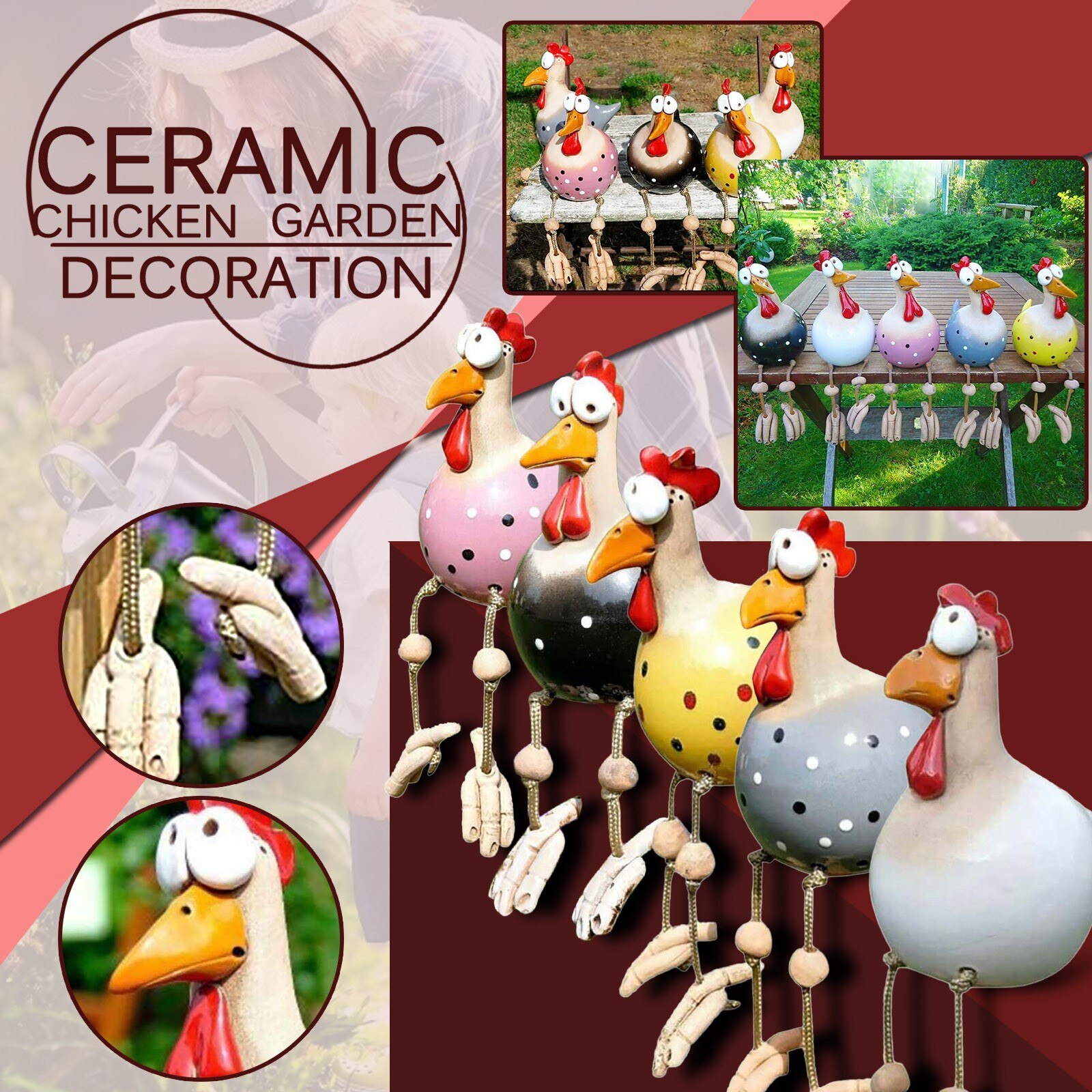 Ceramic Chicken Hilde Garden Animal Figure Garden ... – Grandado