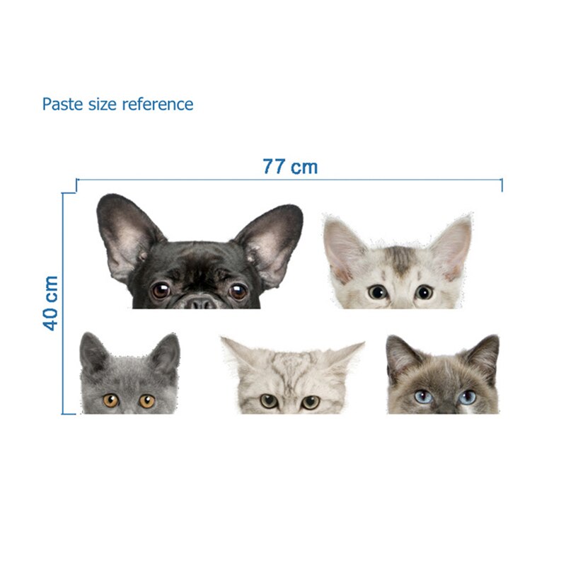 Funny 3D Cat Dog Half a Face Peeking Car Sticker Wall Window Sticker ...