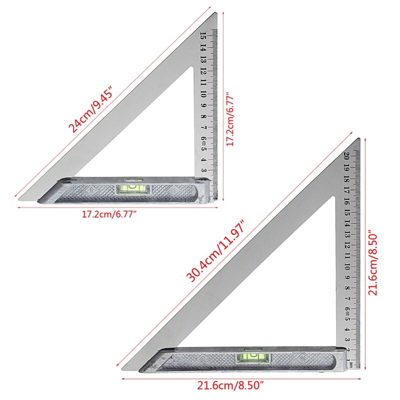 150mm 200mm Triangle Ruler 90 degrees Alloy with B... – Grandado