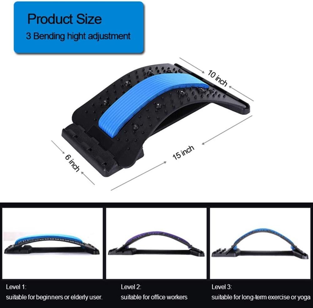 Adjustable lumbar traction back stretcher with mag... – Grandado