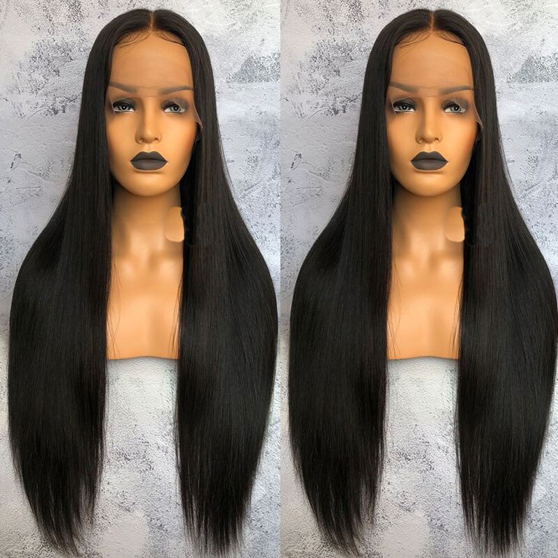 Bombshell Black Straight Synthetic Hair Lace Front... – Vicedeal