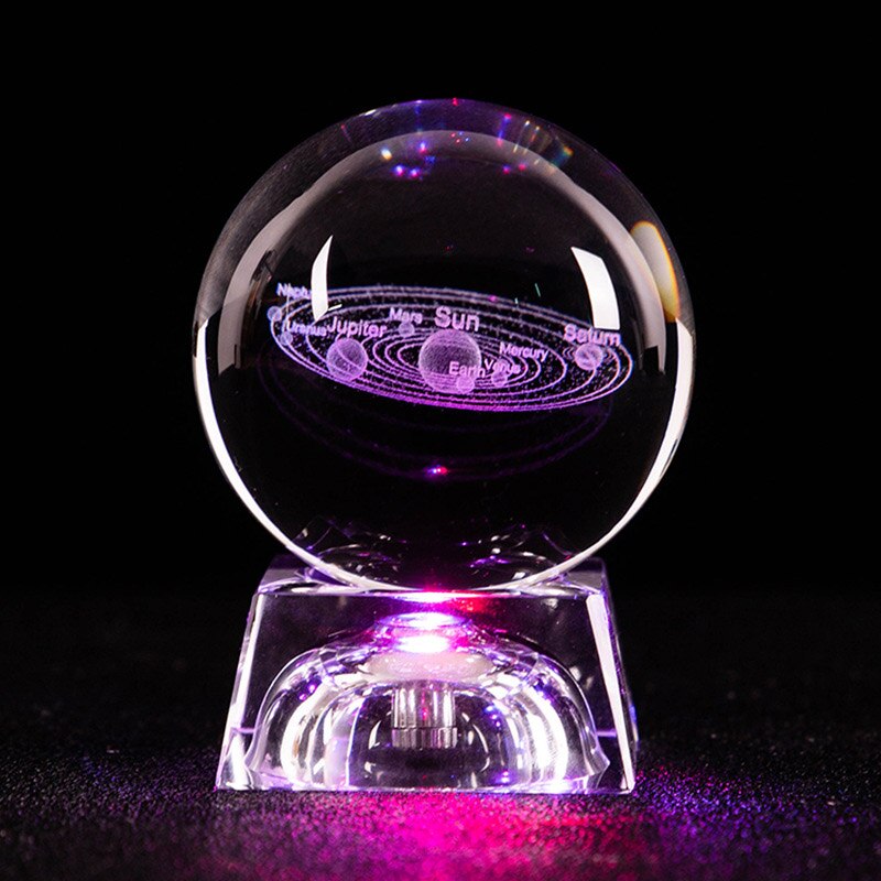 6CM Colored light Crystal ball 3D Miniature Planet... – Grandado