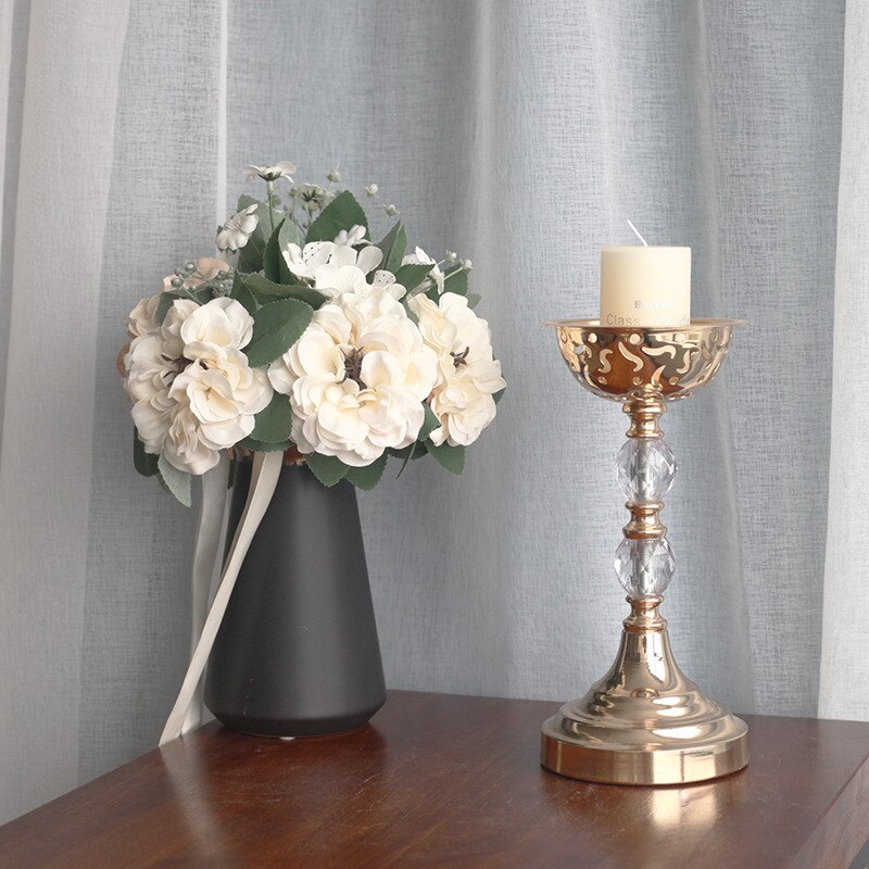 IMUWEN Metal Candle Stand Gold Crystal Vase Candle... – Grandado