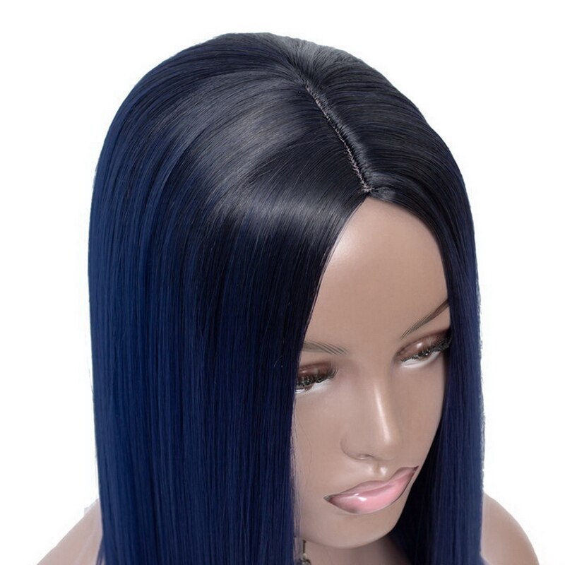 Yiyaobess 18inch Middle Part Black Blue Ombre Wig ... – Grandado