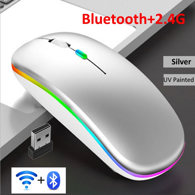 Draadloze Muis Bluetooth Rgb Oplaadbare Muis Draad... – Vicedeal
