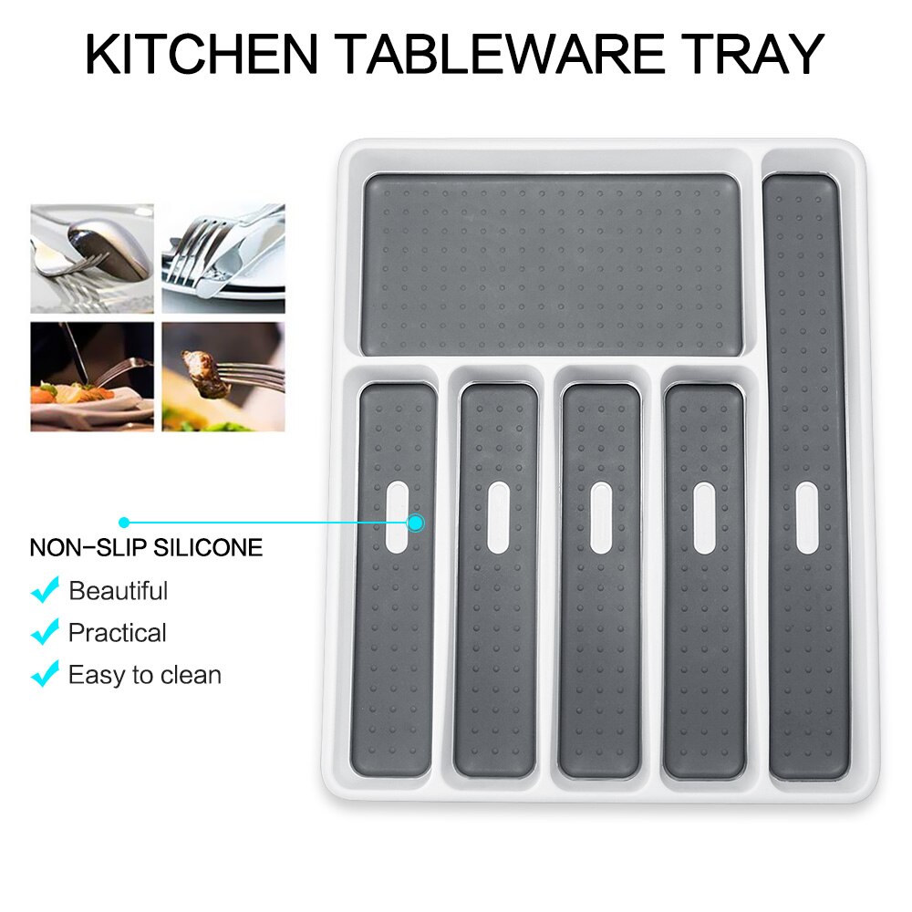 6-compartment kitchen drawer storage box spoon cut... – Grandado