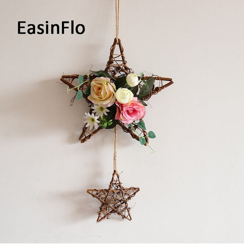 Natural Five Star Shape Straw Rattan Wicker Ball C... – Grandado