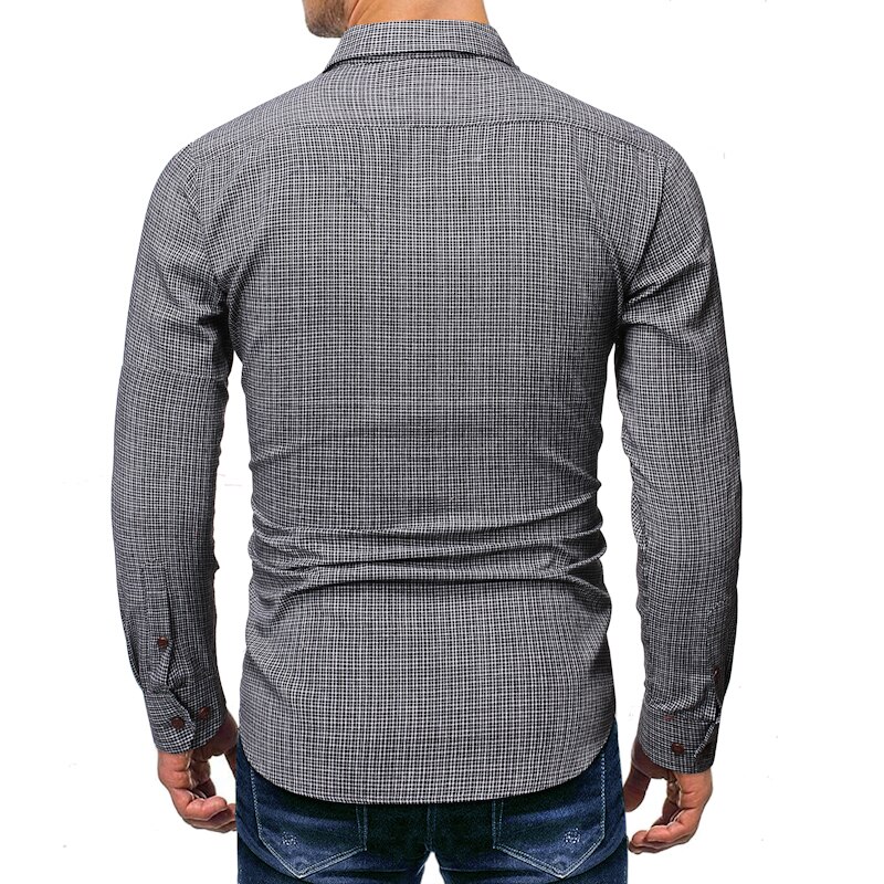 Plaid Shirt Mannen Engeland Mode Revers Lange Mouw... – Vicedeal