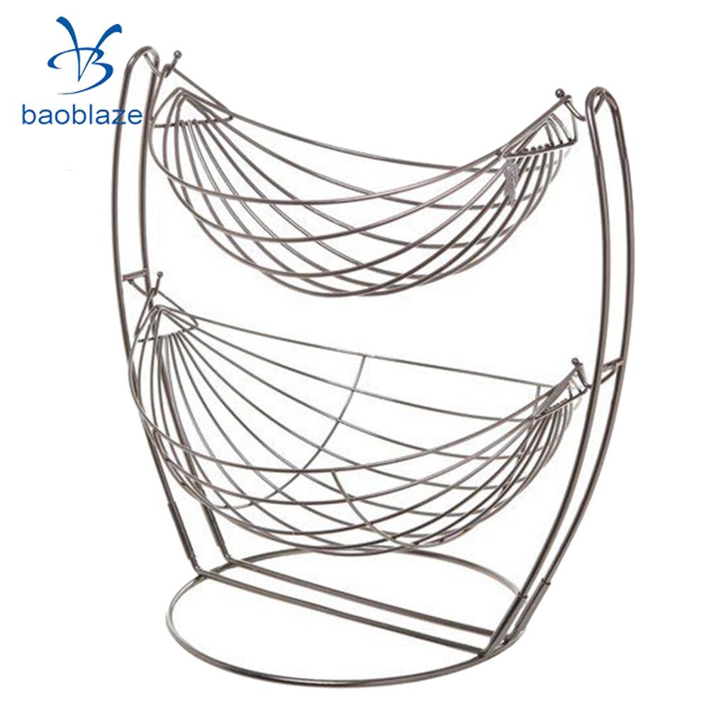 2 Tier Fruit Basket Durable Metal Fresh Fruit Bask... – Grandado