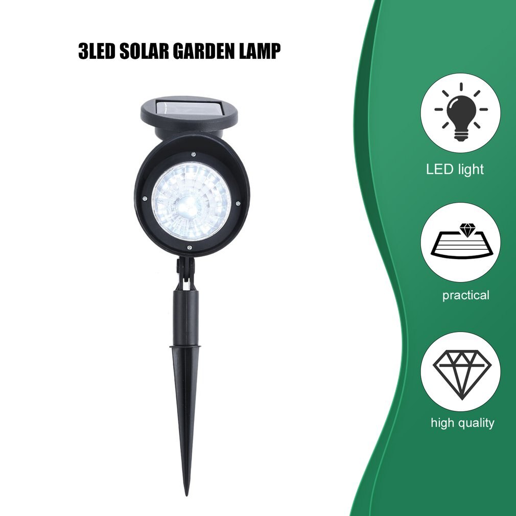 2 st 3 led solar powered led spotlight utomhus trä... – Grandado