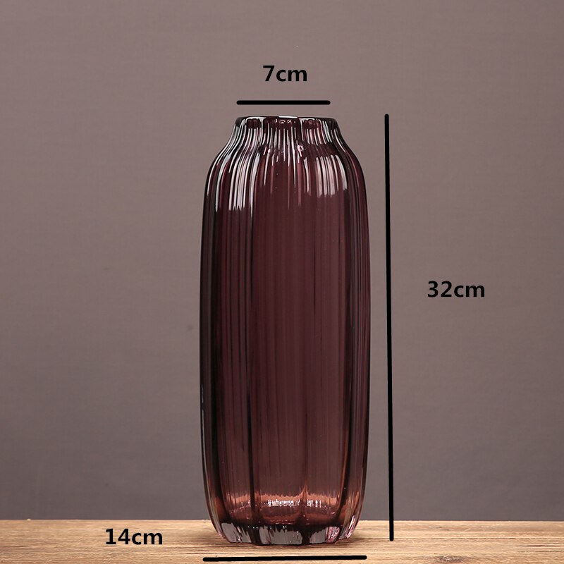 Wavy line glass vase purple transparent glass hydr... – Grandado