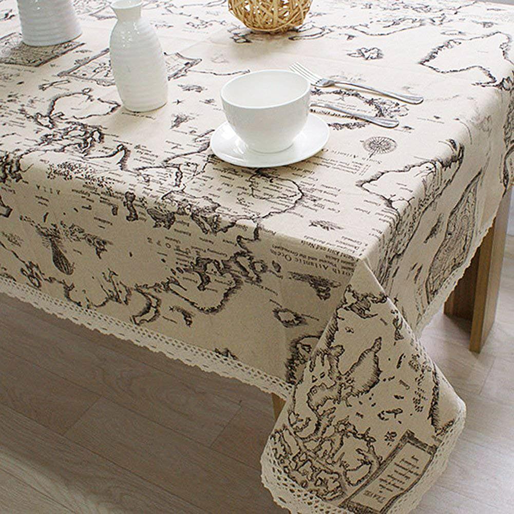 Table Cloth World Map Lace Tablecloth Decorative T... – Grandado