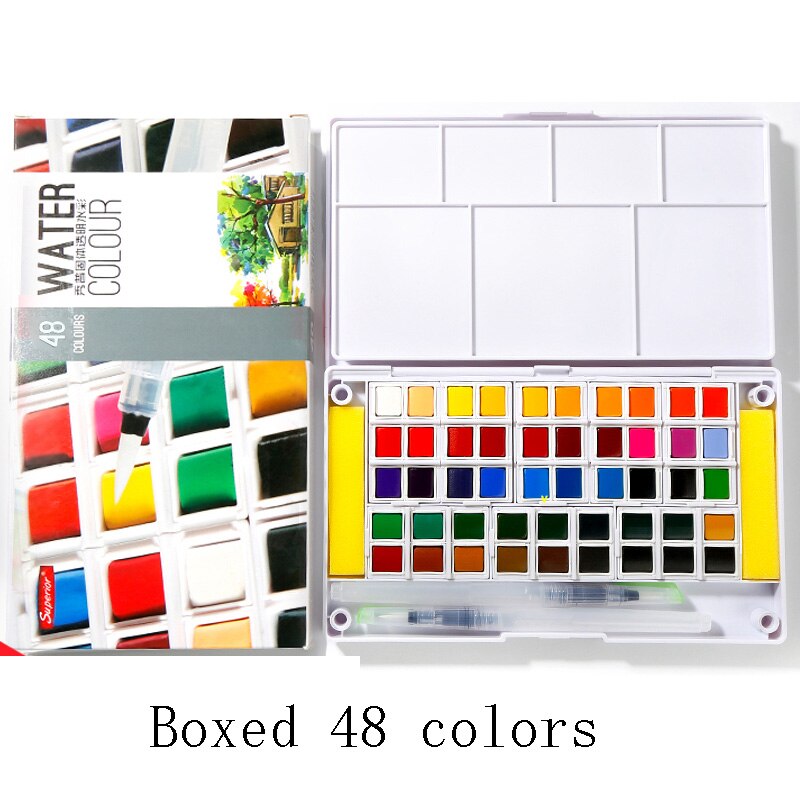 Superior 48Colors Solid Watercolor Painting Set Wi... – Grandado