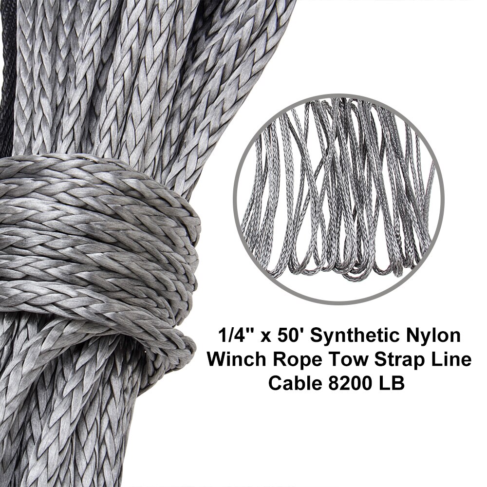 1/4"x50' 10000LBS Synthetic Winch Rope Line Recove... – Grandado