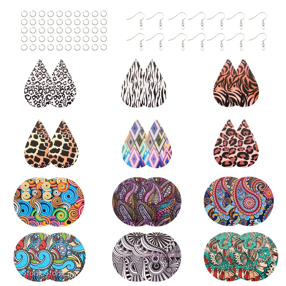 DIY 12 Styles 24 Pairs Printed Wooden Earring Maki... – Grandado