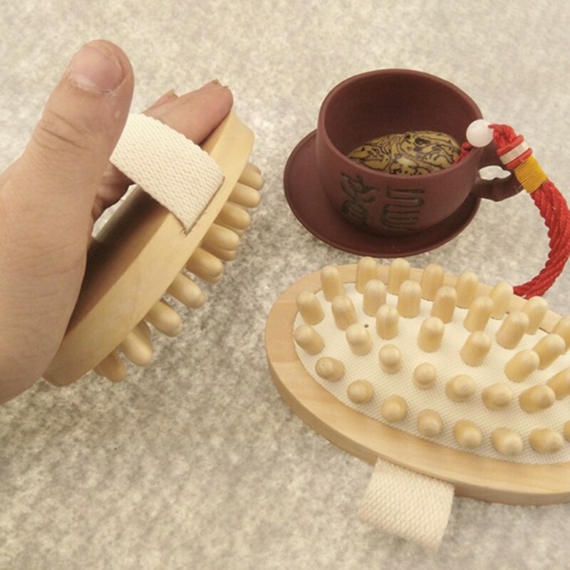 Hand-Held Wooden Body Brush Massager Cellulite Red... – Vicedeal