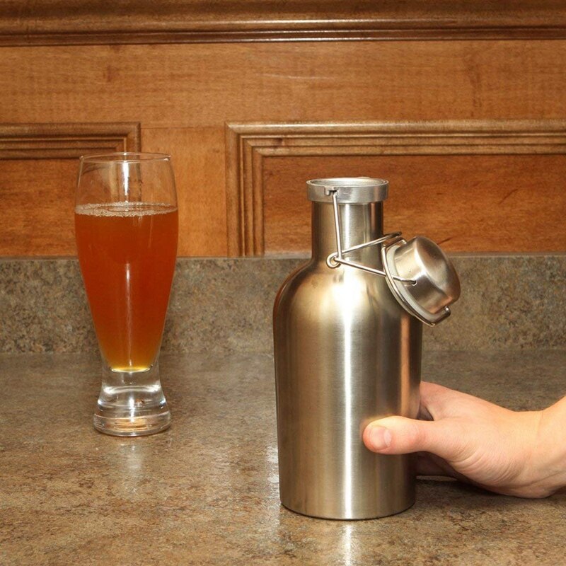 Stainless Steel Beer Growler 33 Oz 1L Flip Top Sin... – Vicedeal