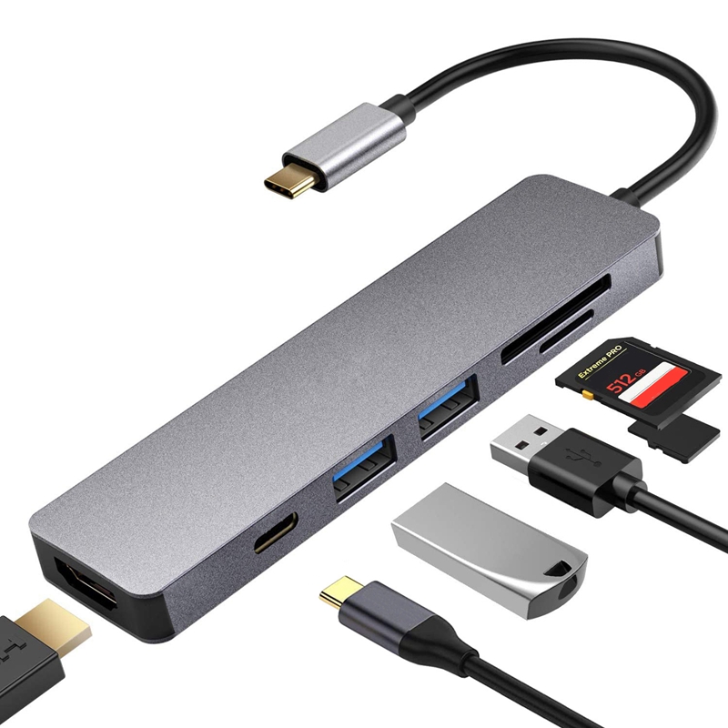 USB 3.0 TYPE C 6 in 1 Hub HDMI-Compatible SD/TF US... – Grandado