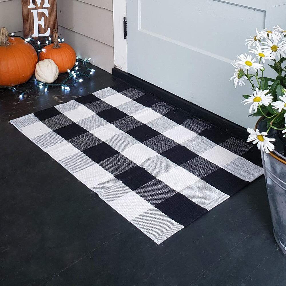 Simple Plaid Home Entrance Doormat Anti-Slip Garde... – Grandado