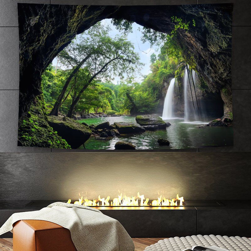 Natural Landscape Wall Hanging Cave and Waterfall ... – Vicedeal