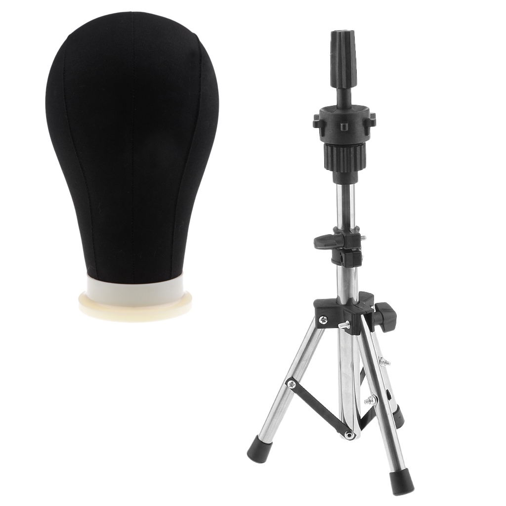 24 inch zwarte canvas blok mannequin hoofd met hou... – Grandado