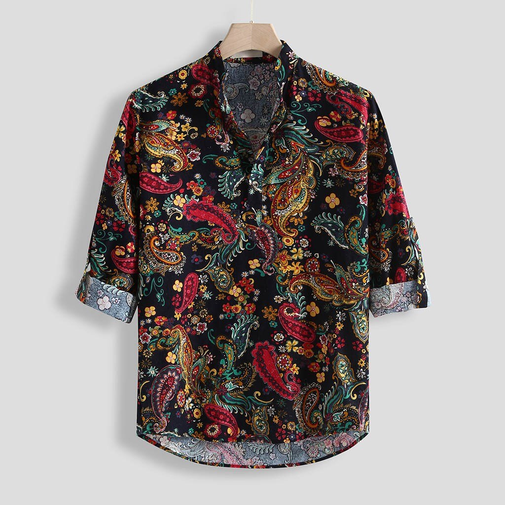 Men Casual Shirts Mannen Casual Afdrukken Vintage ... – Vicedeal