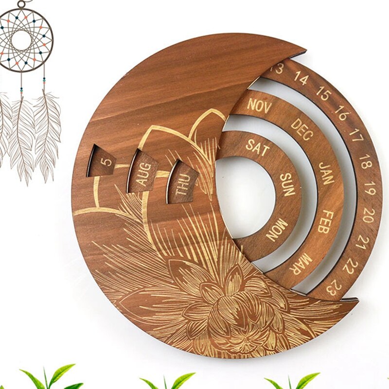 Wall Calendar, Perpetual Calendar, Wooden Wall Cal... – Grandado
