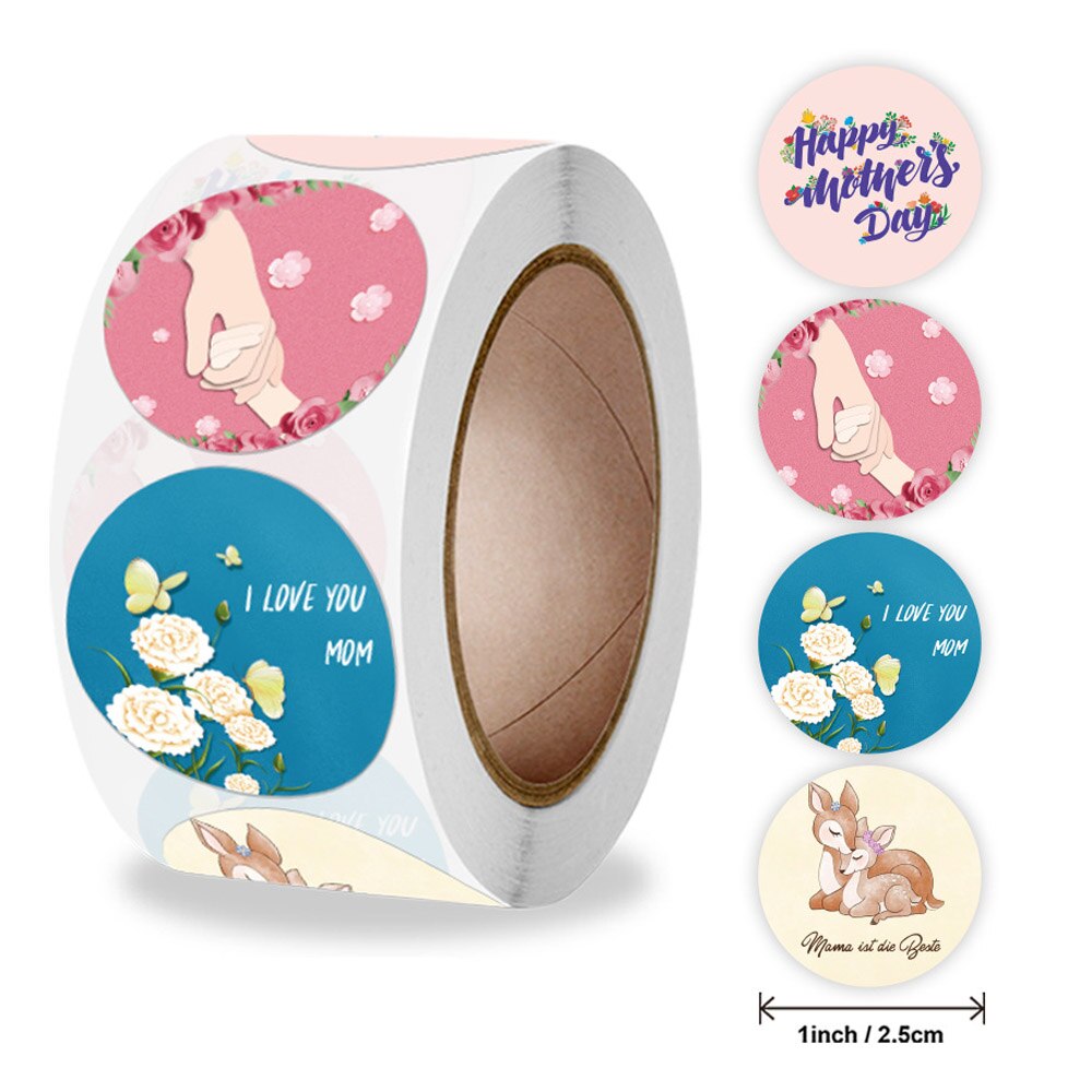 100-500pcs Happy Mothers Day Label Sticker Kraft R... – Grandado