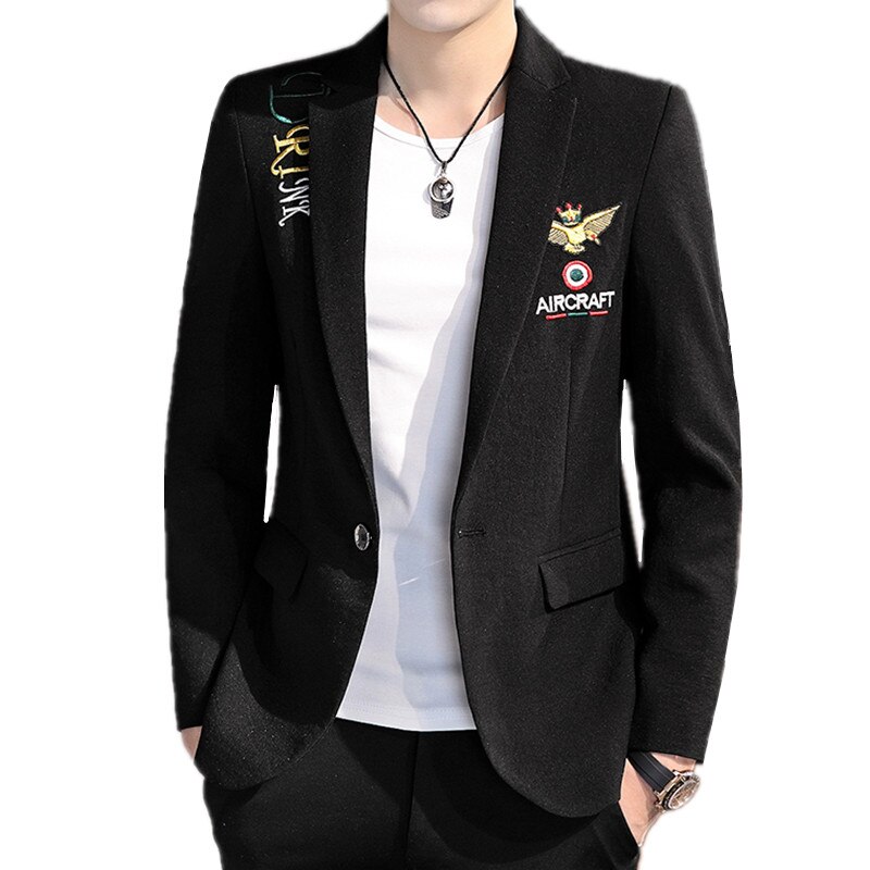 Men Business Causal Blazers Coats Black Blue Strip... – Grandado