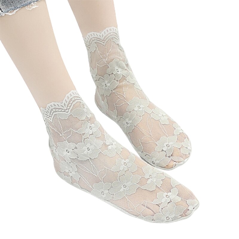 L93F 1 Pair Women's Floral Lace Fishnet Ankle ... – Vicedeal