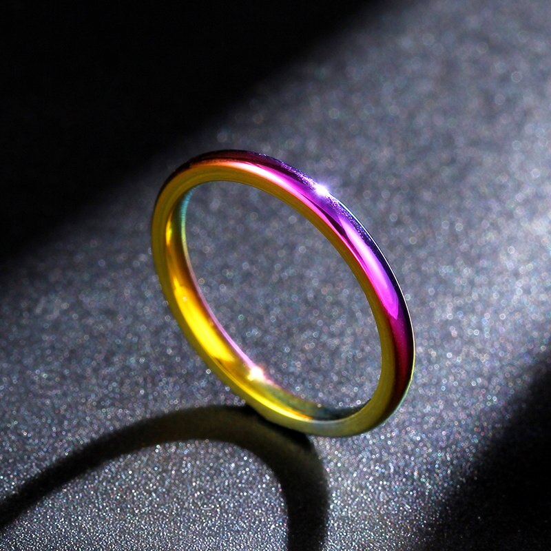 316 Stainless Steel 2mm Colorful Ring for Women – Vicedeal